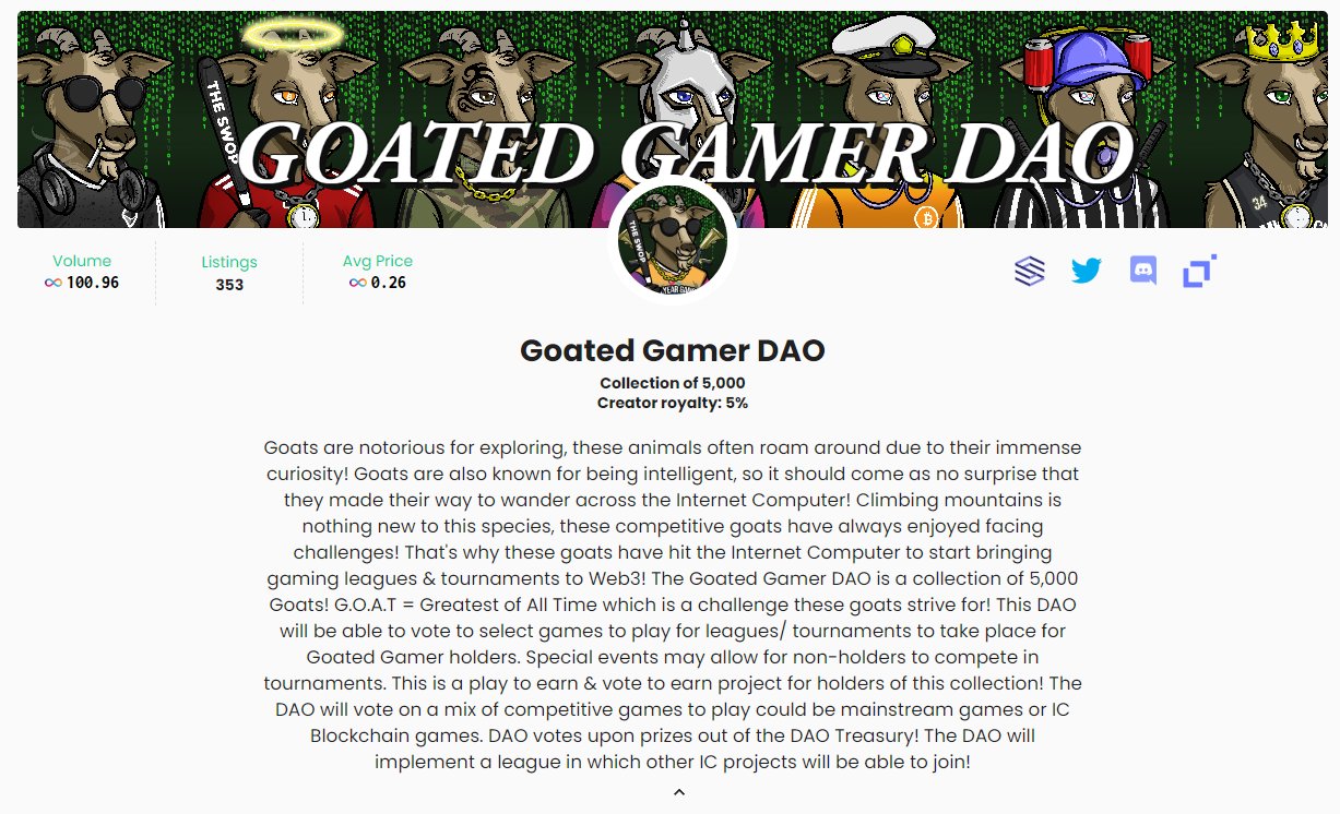 Goated Gamer on Twitter: "🐐Goat Thread🐐 Goated Gamer DAO is the first gaming DAO on the #ICP ...