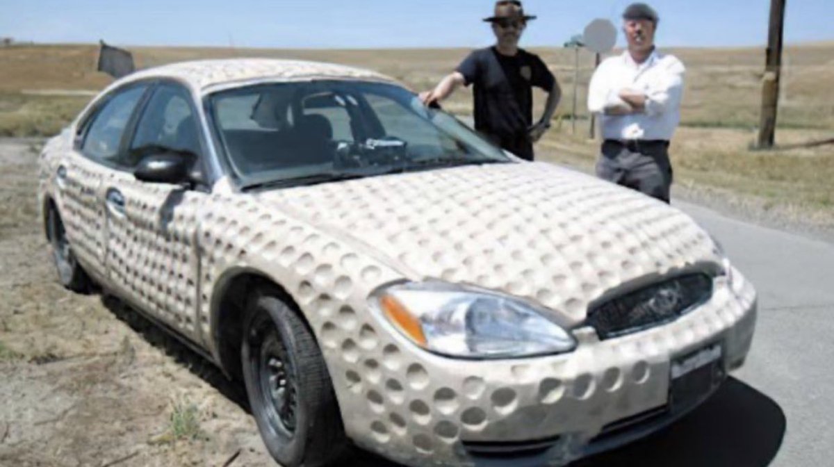 Never forget the time Myth-busters proved that a car with golf dimples ...