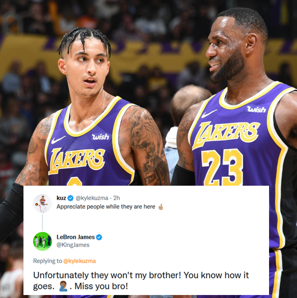 ClutchPoints on Twitter: "LeBron James to Kyle Kuzma 👀 "Unfortunately they won't my brother! You ...