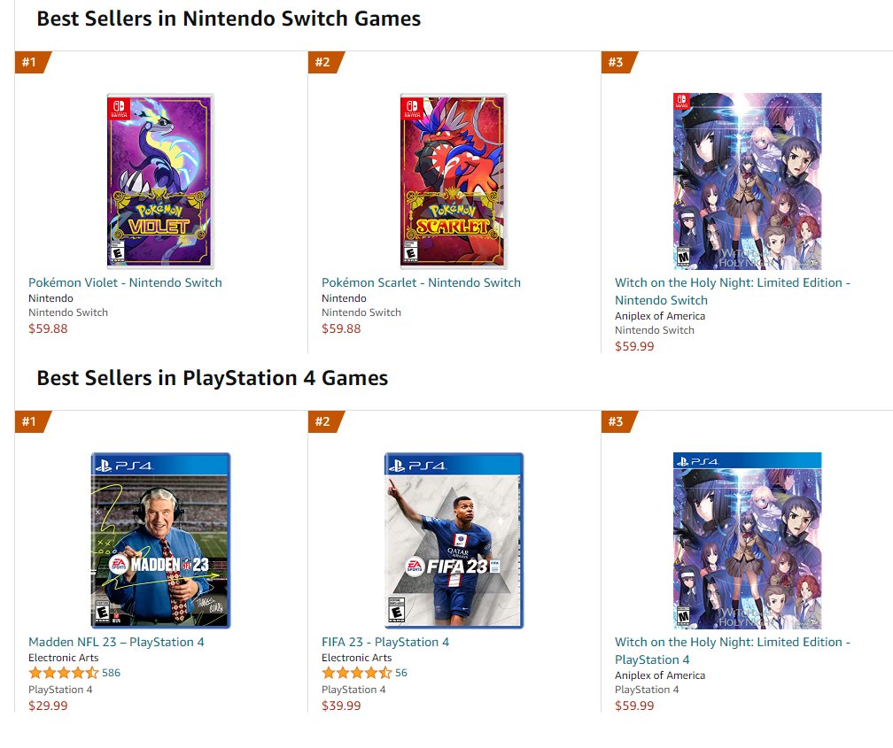 Kars on Twitter: "Mahoyo is currently #3 in Amazon's best-selling games for Switch and PS4 ...
