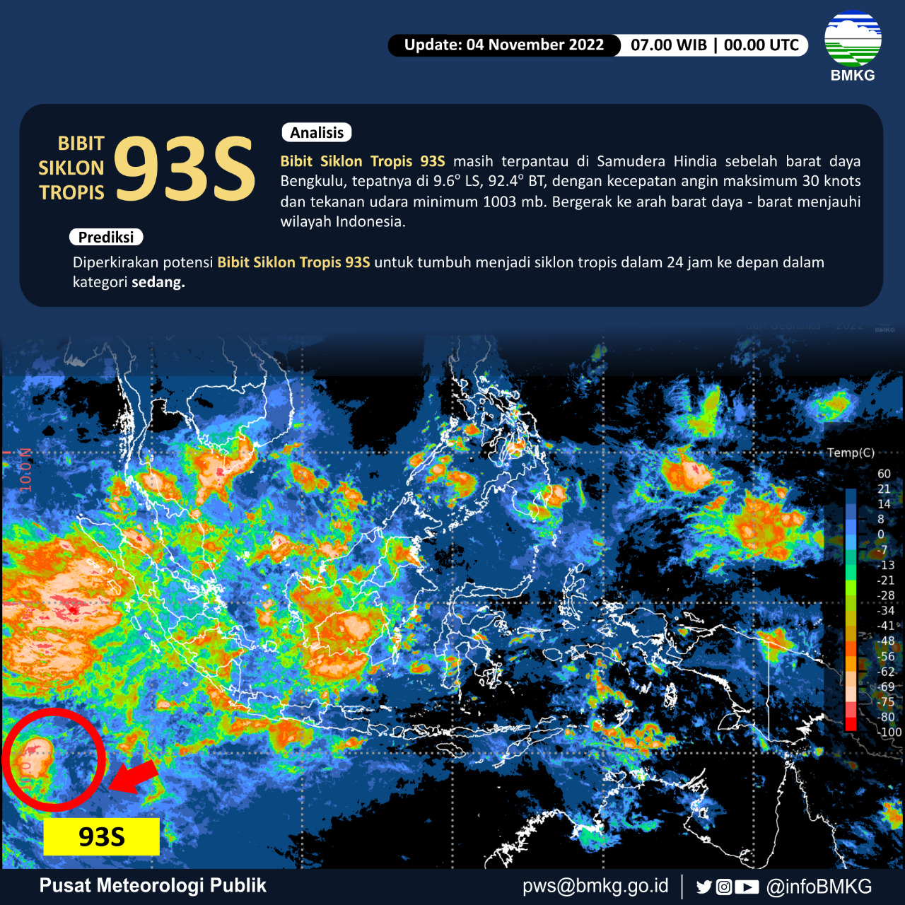BMKG on Twitter: "Terpantau masih terdapat adanya Bibit Siklon Tropis 93S di Samudera Hindia ...