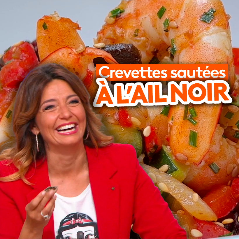 Crevettes sautées à l'ail noir et au riz noir : la recette de Carinne ...