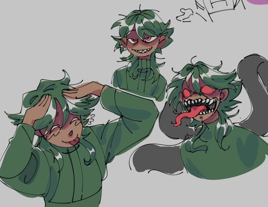 「fortegreen among us character from hit s」|ene is in stickman hellのイラスト