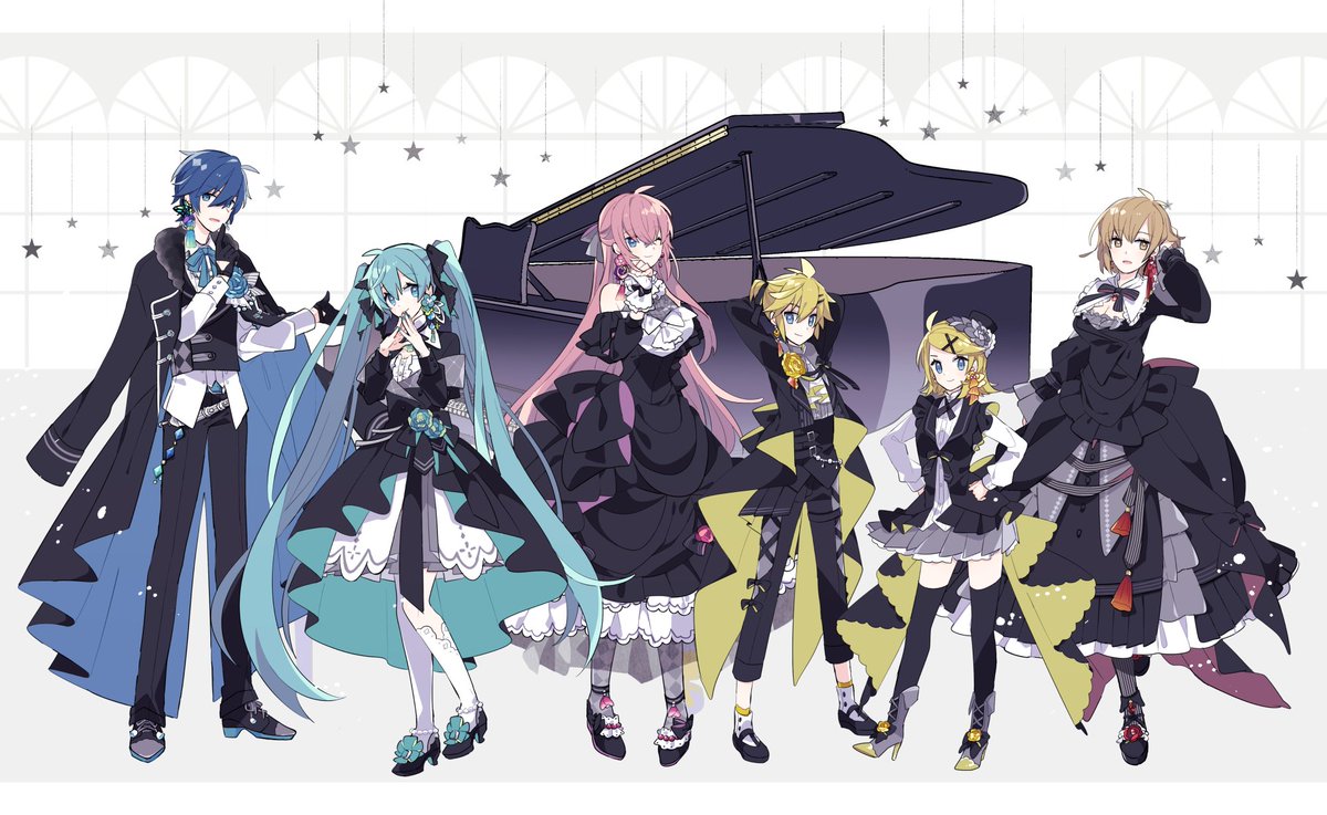 初音ミク 「あと8月のミクさんと集合絵も再登録しました。この2枚はネップリが8月の1回だけだ」|由杞のイラスト
