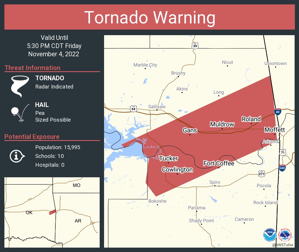 Nws Tornado On Twitter Tornado Warning Including Muldrow Ok Roland