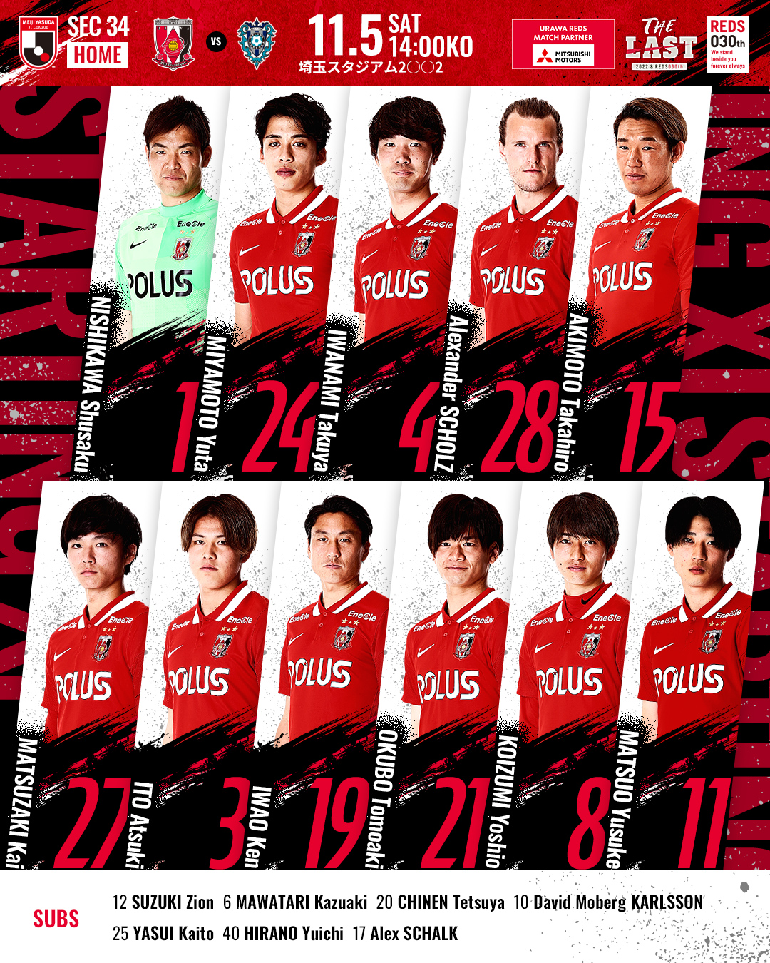 浦和レッズオフィシャル On Twitter ♦️福岡戦 スターティングメンバー♦️ Gk 西川周作 Df 宮本優太 岩波拓也 アレクサンダーショルツ 明本考浩 Mf 松崎快