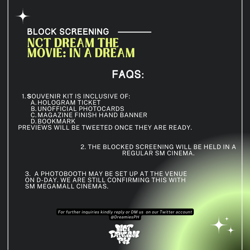 NCT DREAM PH 🍬 on Twitter: "📢#NCTDREAMTHEMOVIE Block Screening Dreamers~ Here are the FAQs for ...