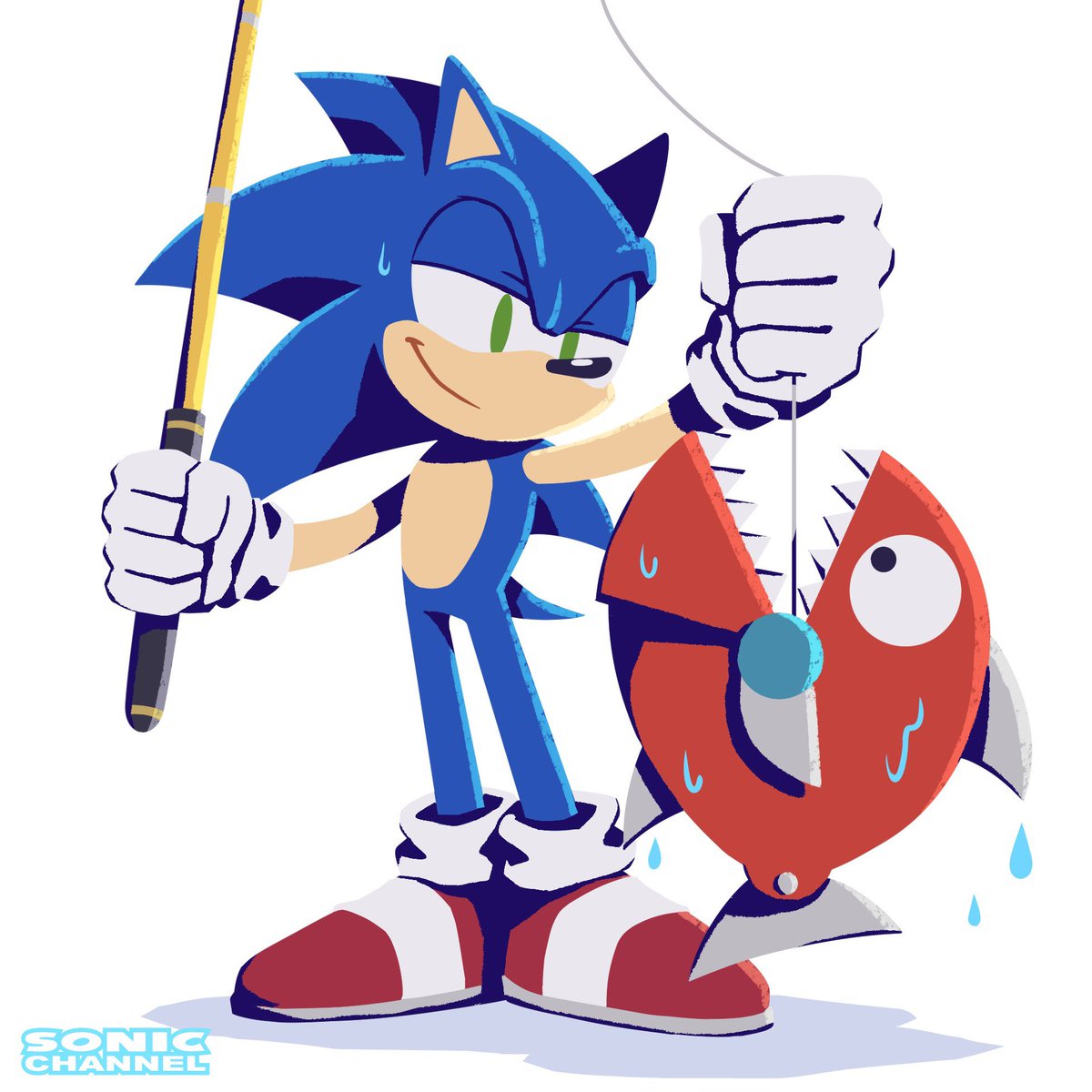 「New artwork of Sonic fishing from #Sonic」|Tails' Channelのイラスト
