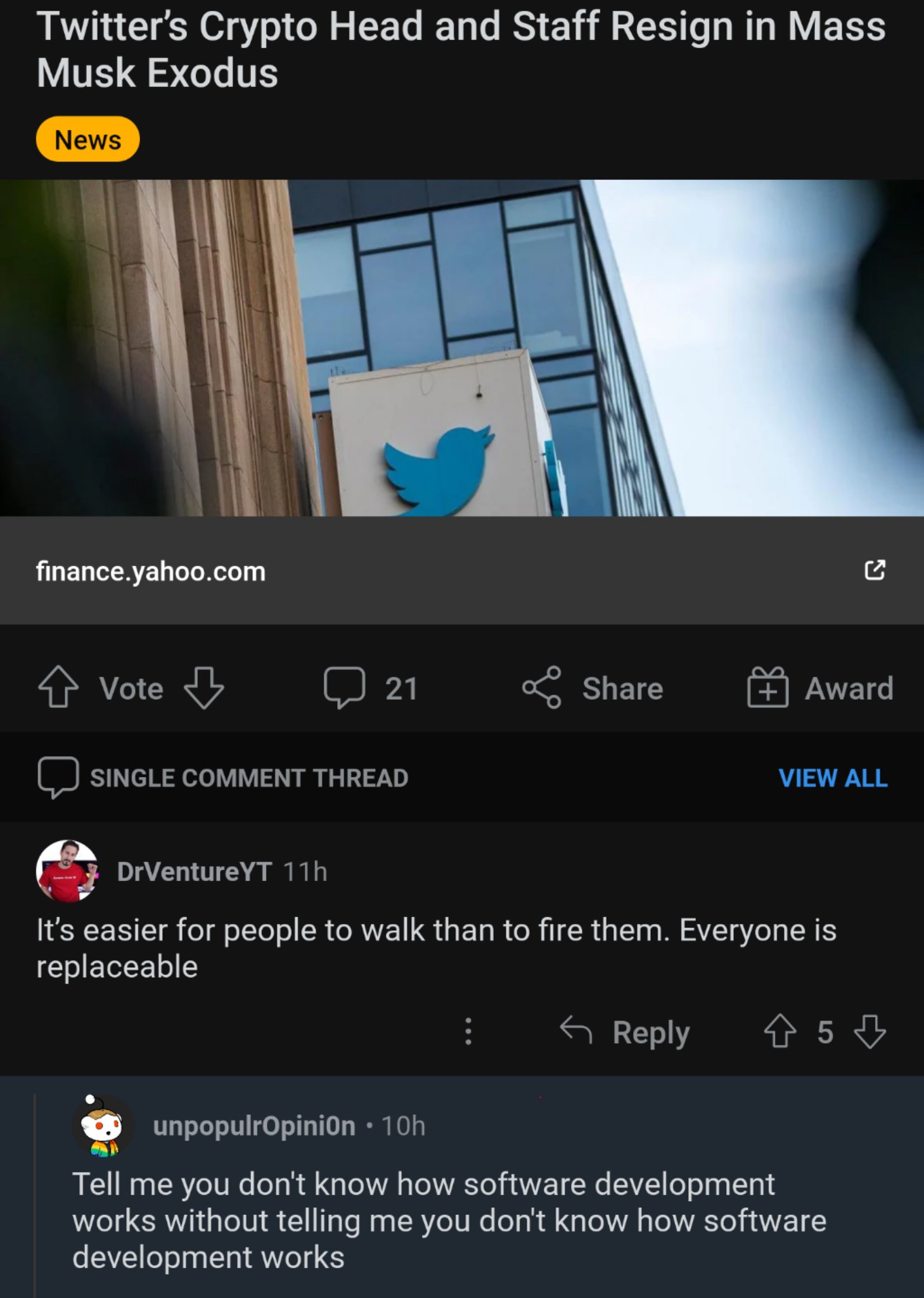 Programmer Humor on Twitter: "everyone knows software devs are interchangeable and code bloat is ...