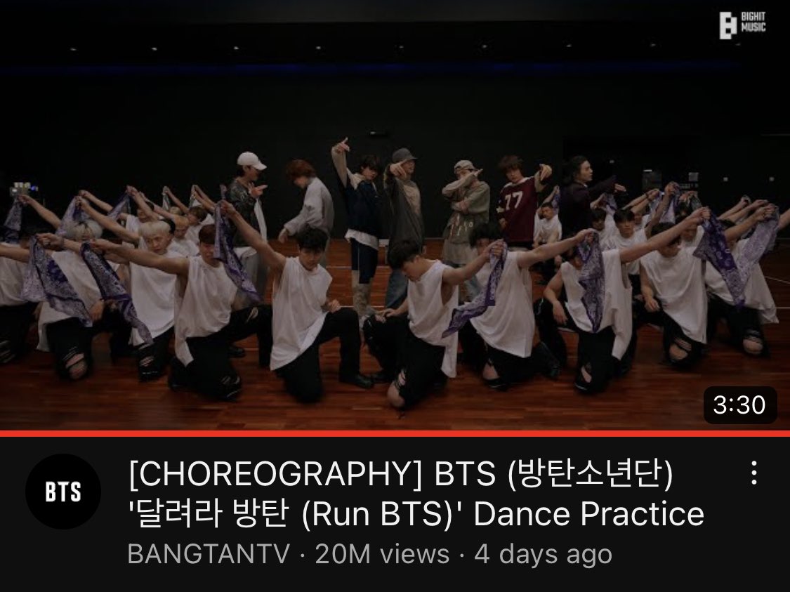 BTS Charts & Translations⁷ on Twitter: "“Run BTS” Dance Practice has surpassed 20 million views ...