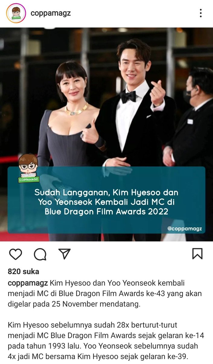 K-Drama Menfess on Twitter: "•kdm• kim hyesoo jadi mc blue dragon 28 kali berturut2🥹🥹"