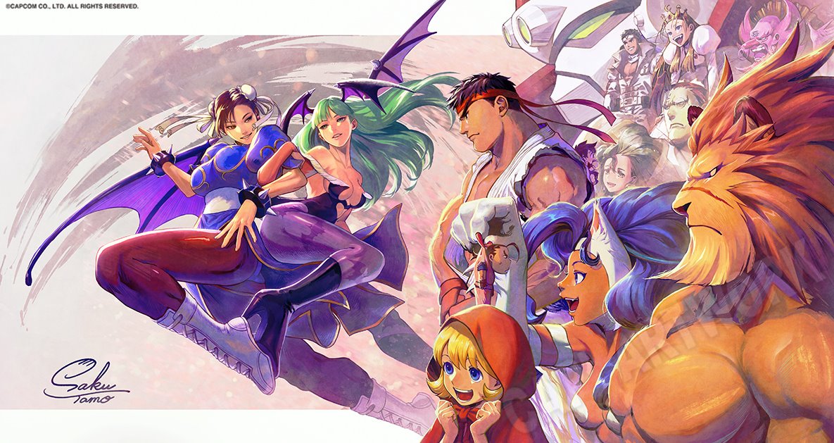 カプコン公式 CAP’ARTWORK on Twitter: "色んなタイトルのキャラクターを描きたいと思い、皆で大きな矢印を作るように、やる気みなぎる感じを大事にしました。楽し気でポジティブ ...