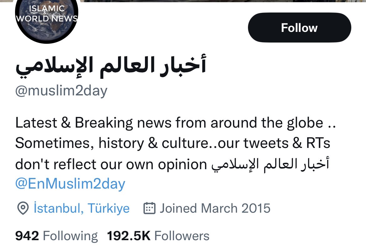 FAKE NEWS ALERT : a Turkiye based handle @muslim2day, having 192K ...
