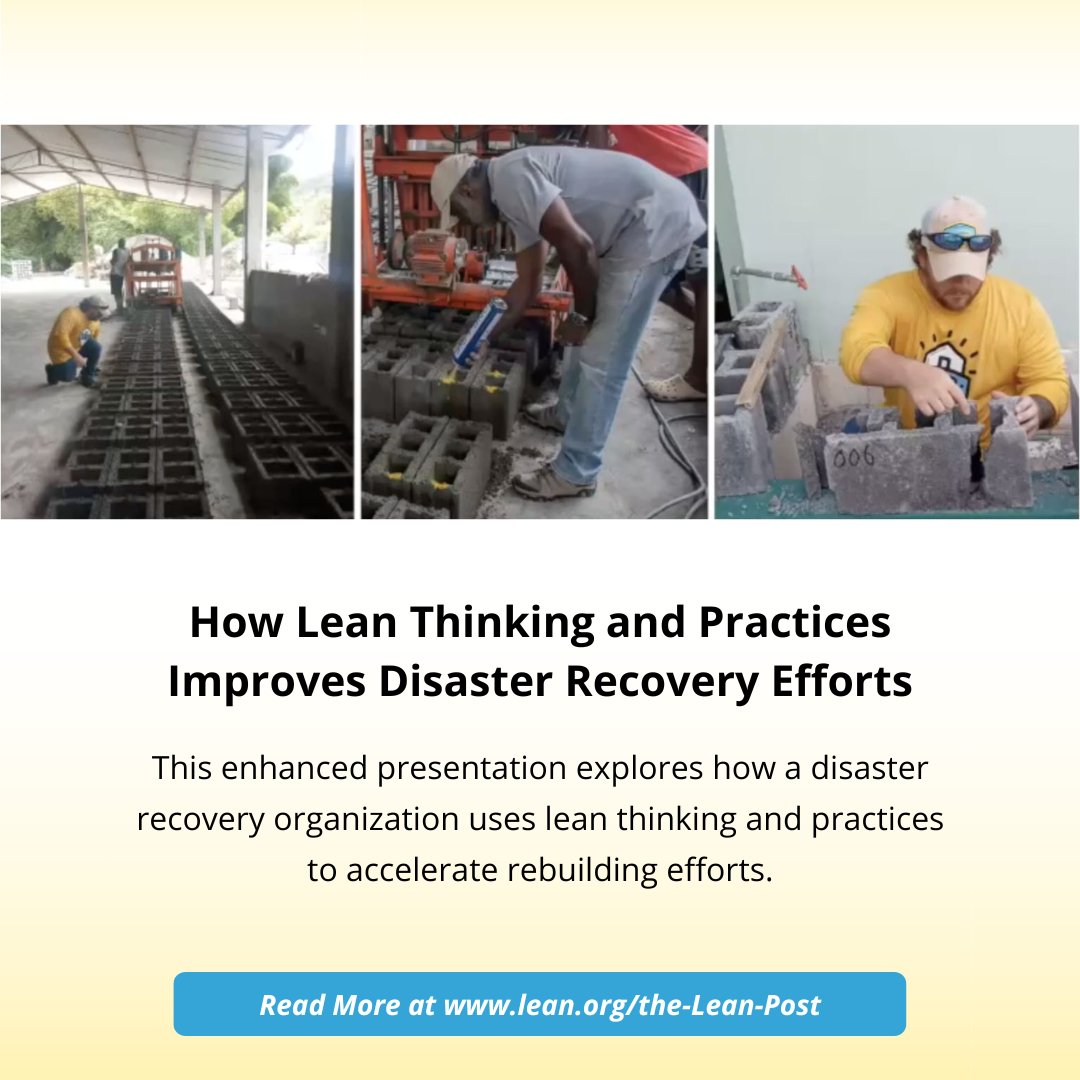 Lean Enterprise Inst on Twitter: "How a disaster recovery organization uses lean thinking and ...