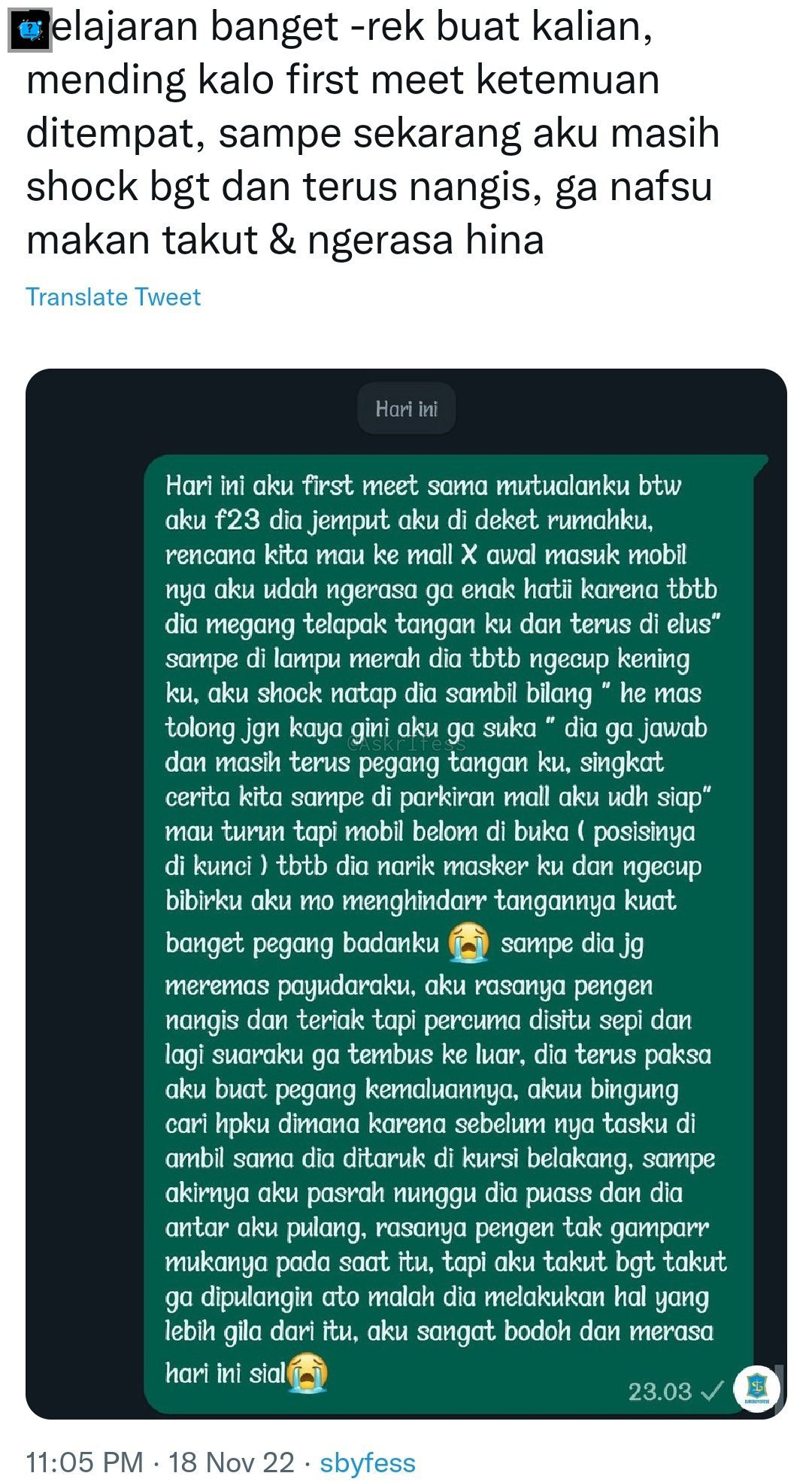 Askrlfess on Twitter: "[askrl] CW // Pemaksaan https://t.co/JfRajehGvT ...