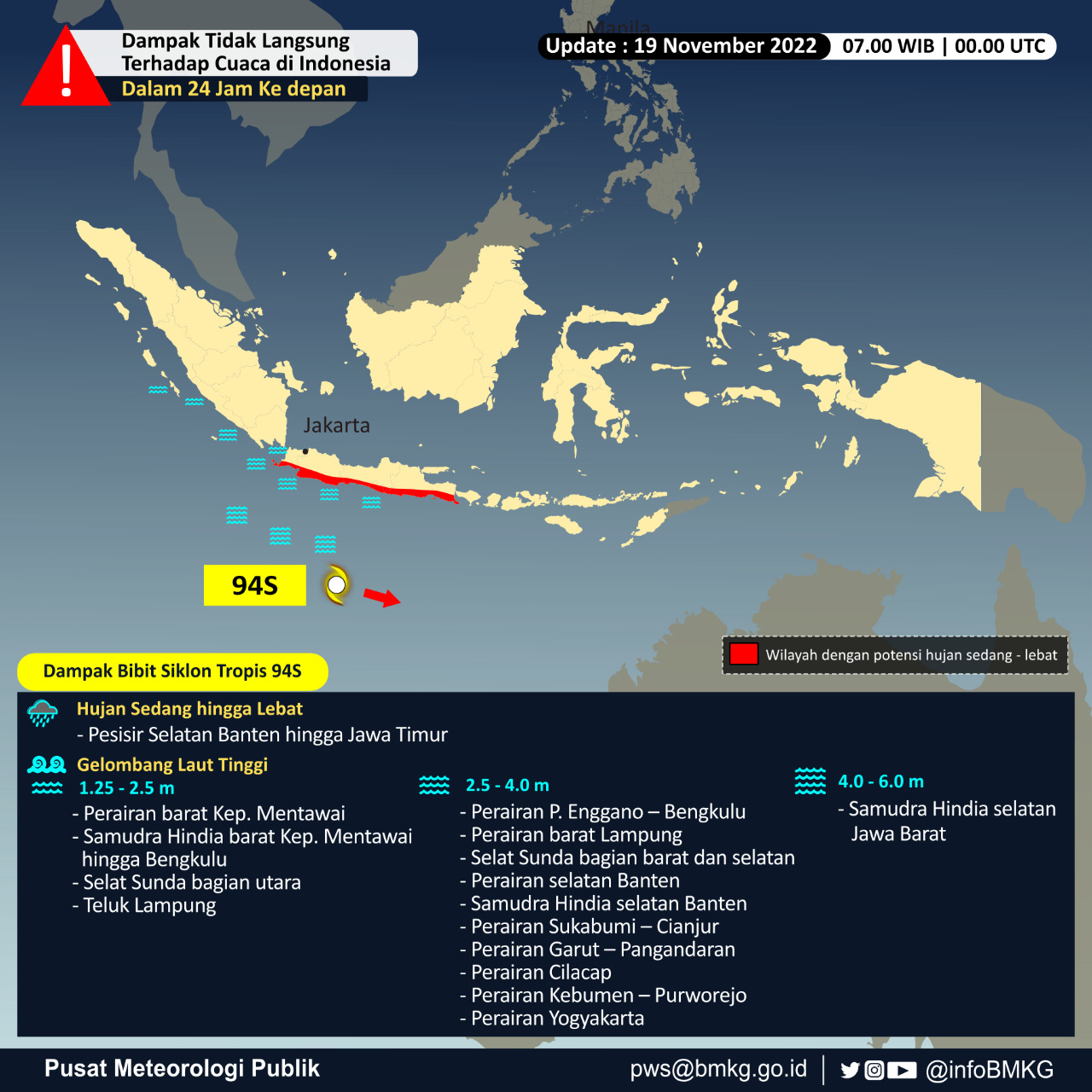 BMKG on Twitter: "Bibit Siklon Tropis 94S masih terpantau di Samudera Hindia dan Bibit Siklon ...