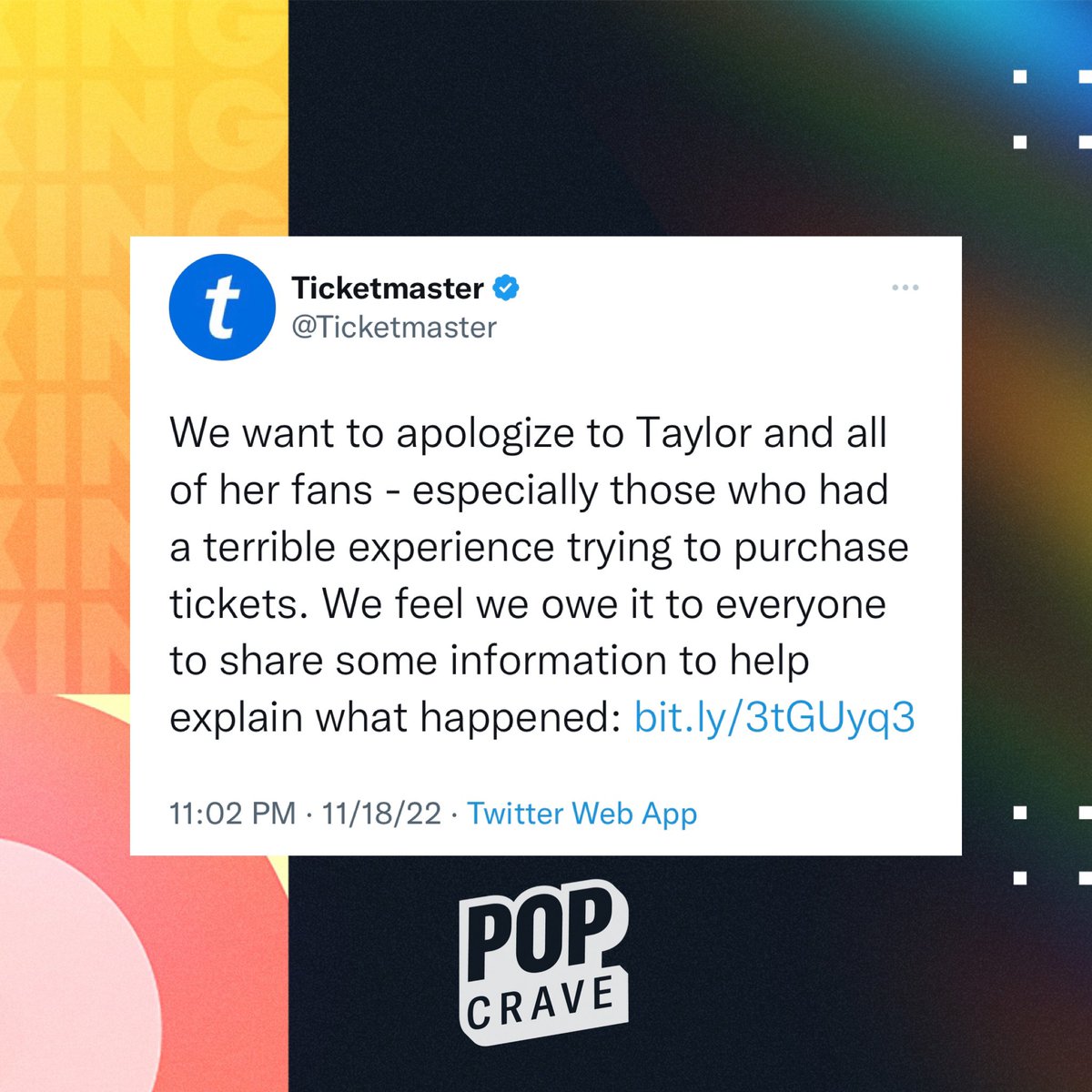Pop Crave On Twitter Ticketmaster Apologizes To Taylor Swift And Her