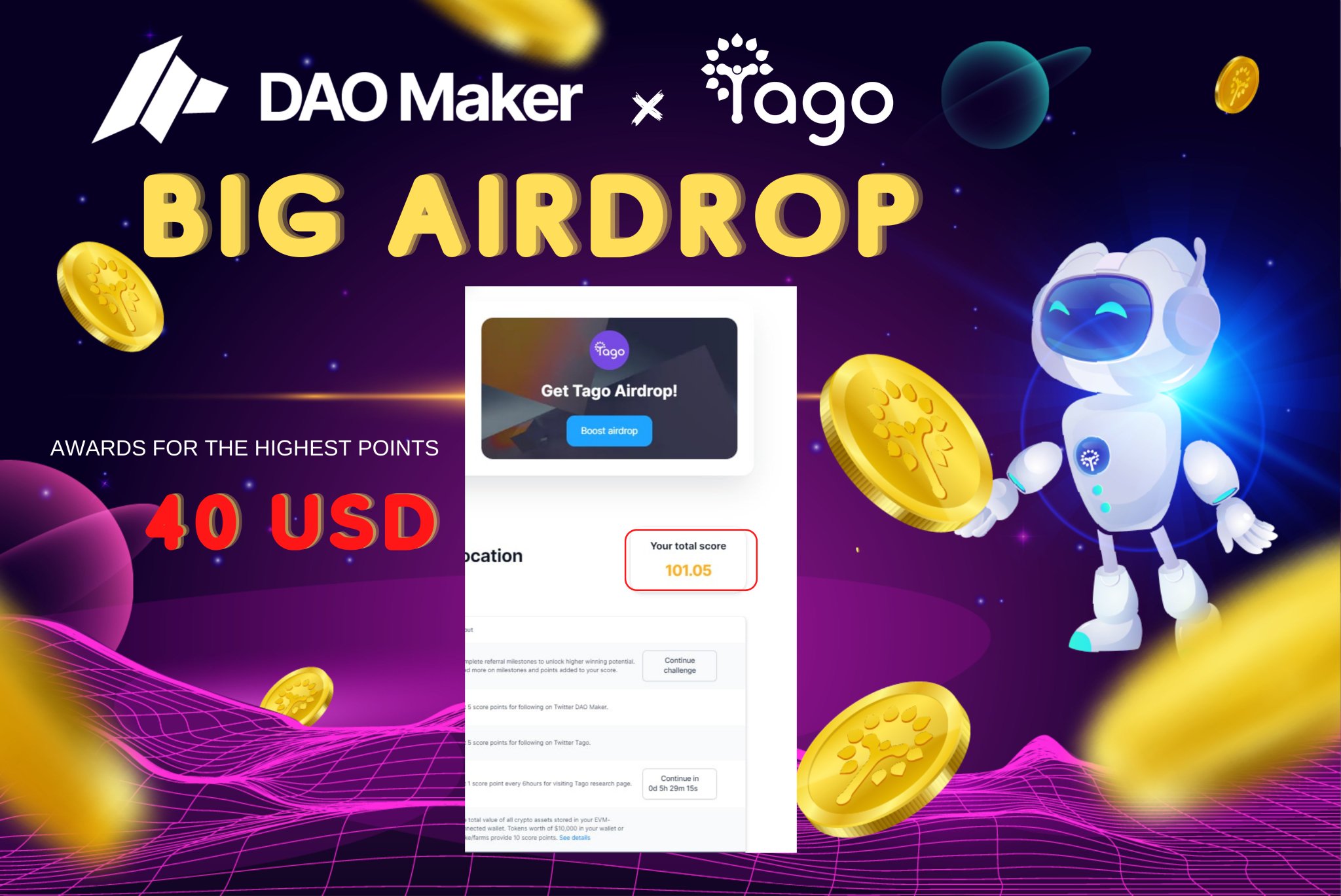 Tago Channel on Twitter: "🔥🔥 DAO MAKER x TAGO 🔥🔥 ⏰ Third play (6 hours): 5 PM UTC (12 AM UTC+7 ...