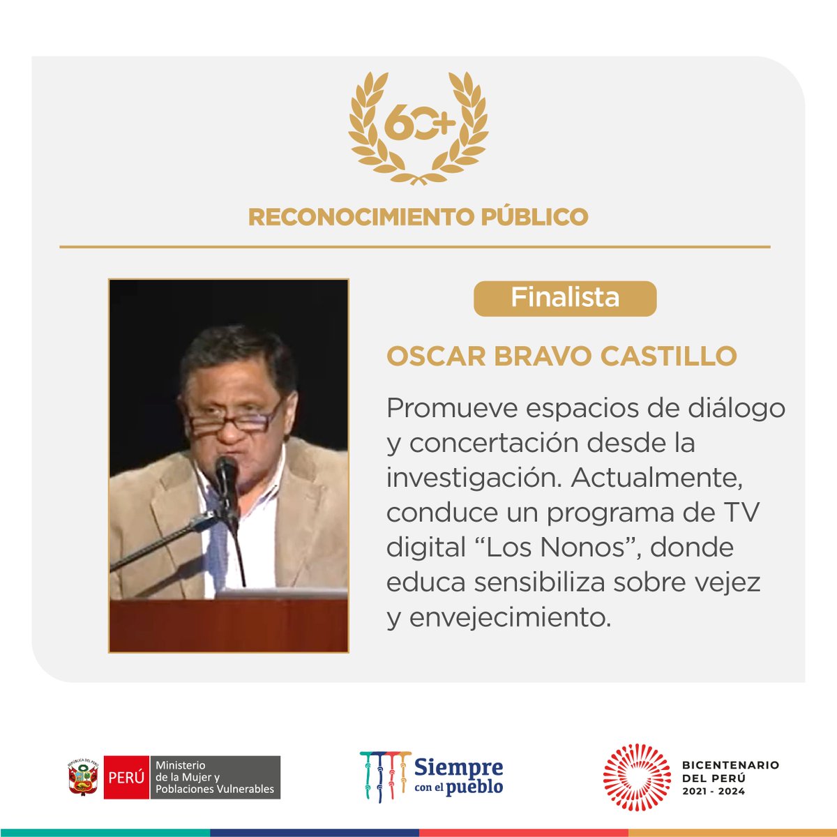 Ministerio de la Mujer y Poblaciones Vulnerables on Twitter: "📌Oscar Bravo Castillo Promueve ...