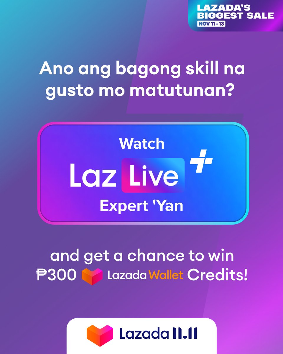 Lazada Philippines on Twitter: "Get a chance to win ₱300 Lazada Wallet credits on LazLive+ ...