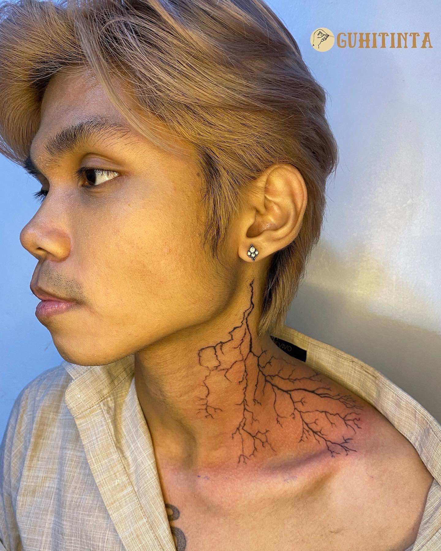 Lightning neck tattoo - Bronctattooaus.com