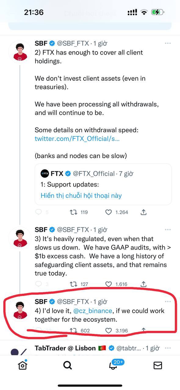 TNC.bnb on Twitter: "Sam: từ từ thương lượng anh ơiii CZ: đéo https://t.co/0M10qAtk5p" / Twitter
