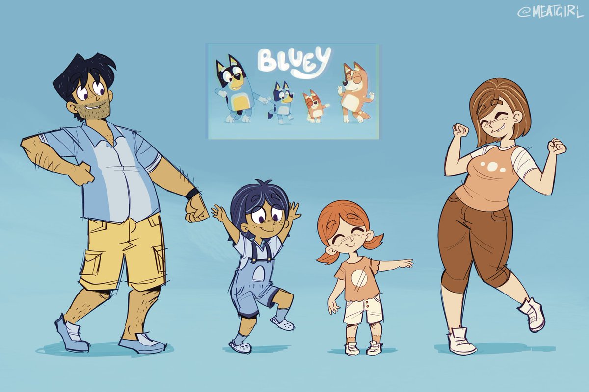 「mum ! dad ! bingo ! #bluey ! 」|🥩 MEATGIRI 🥩のイラスト