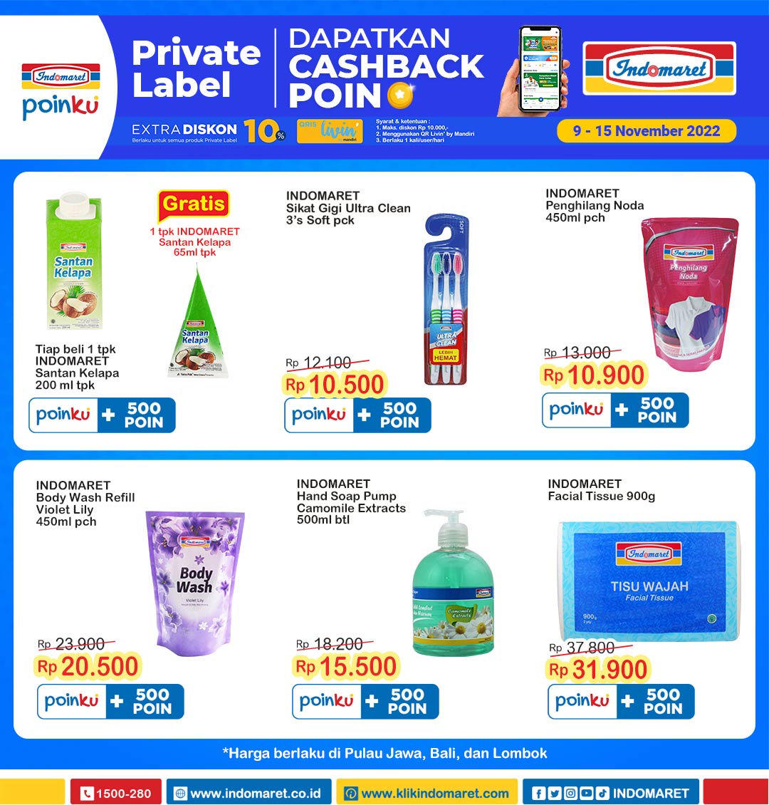 Indomaret on Twitter: "Dapatkan cashback Poin setiap belanja produk Private Label di bawah ini ...