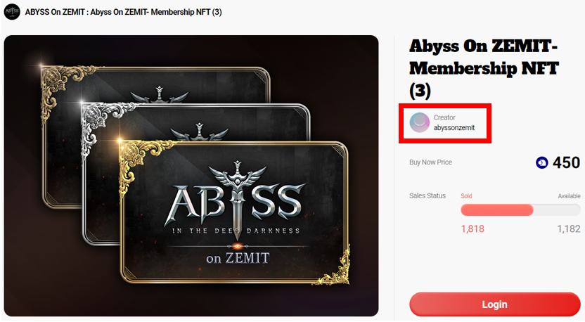 ZEMITER on Twitter: "ABYSS on ZEMIT의 사전 NFT 판매 종료 이후 ABYSS on ZEMIT을 사칭하여 가짜 NFT를 판매한 사례가 ...