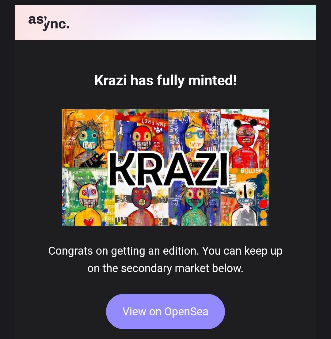 Async Art on Twitter: "Congrats, @ezraigor on fully minting out a krazi good collection! 🥳🥳🥳"
