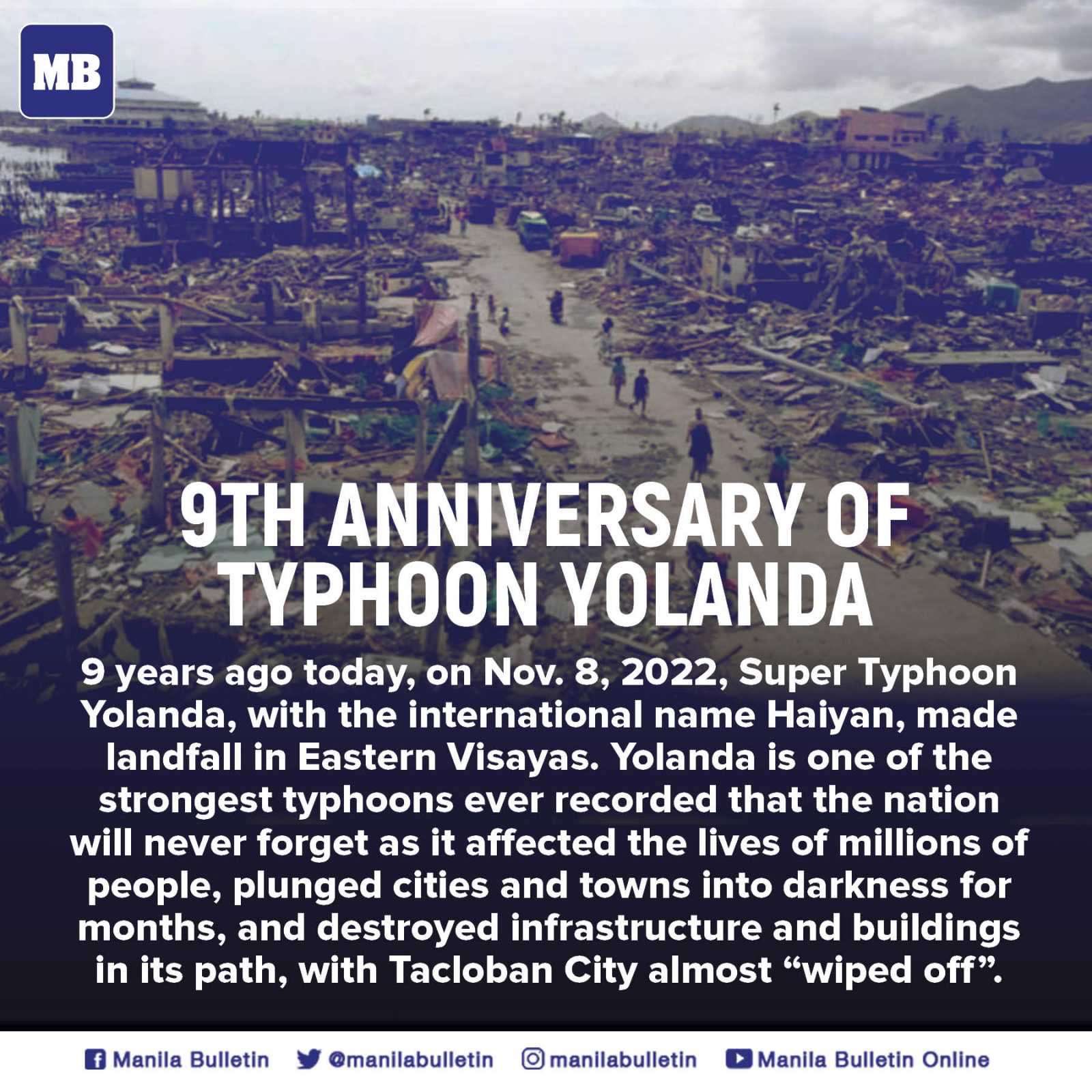 Manila Bulletin News on Twitter: "Today is the 9th anniversary of typhoon Yolanda. We join ...