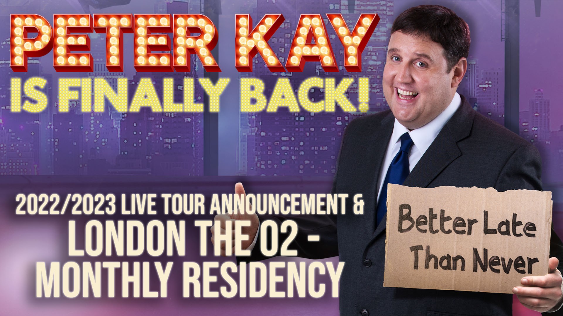 Peter Kay on Twitter: "Peter Kay announces a monthly London residency at @TheO2 has been added ...