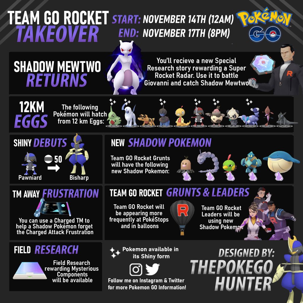 The Poke GO Hunter on Twitter: "Shadow Mewtwo returns and Shiny Pawniard debuts during the Team ...