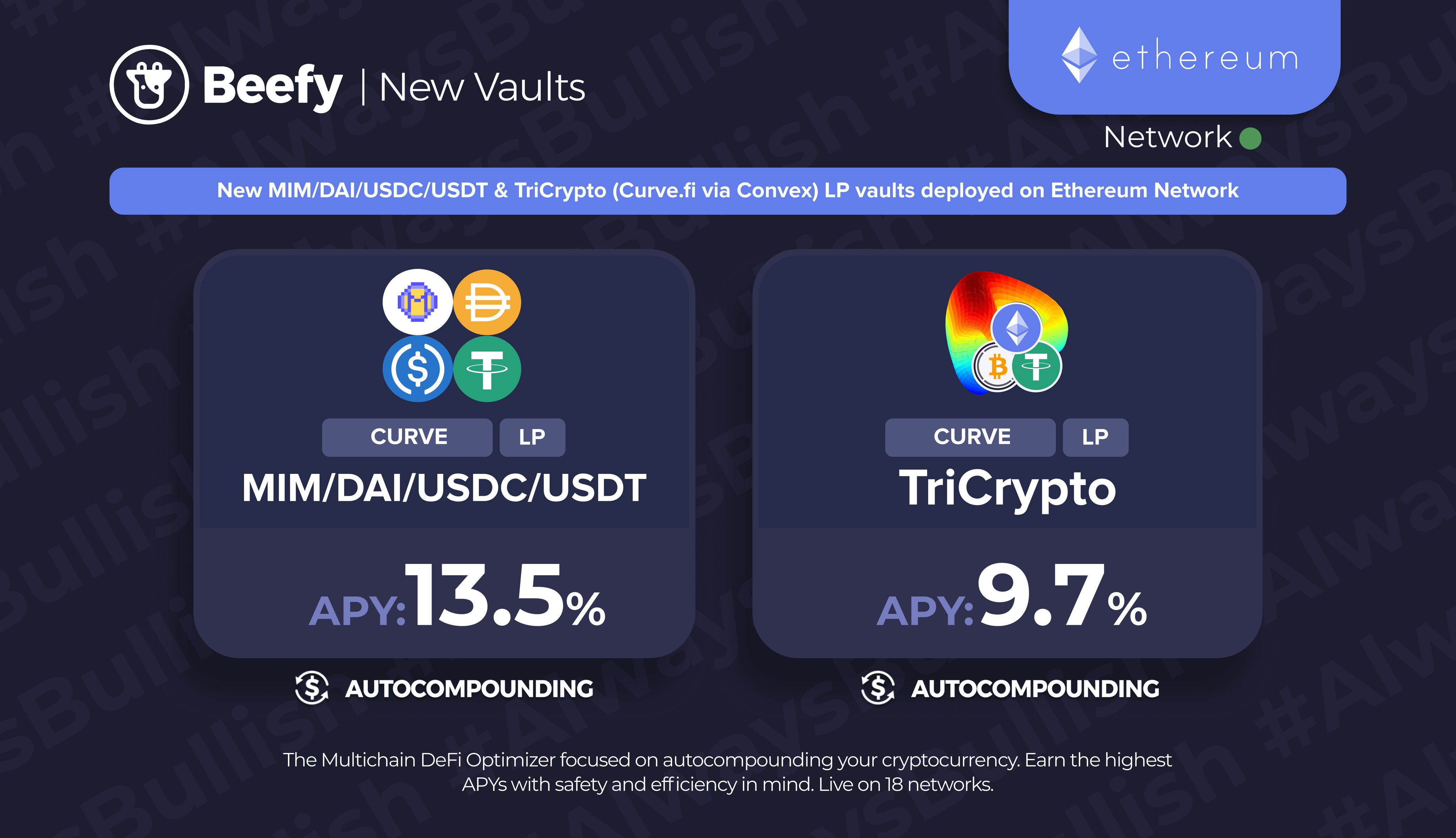 Beefy on Twitter: "RT @beefyfinance: Beefy’s Curve big player vaults are back with new releases ...
