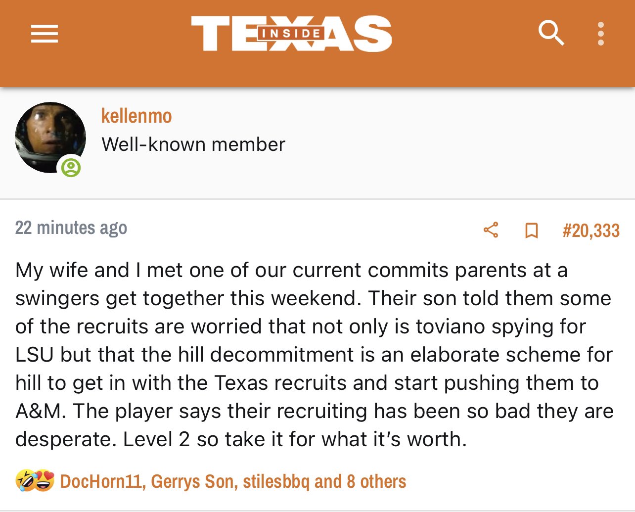 Message Board Geniuses on Twitter: "Trusted sources from a swingers get together have advised ...