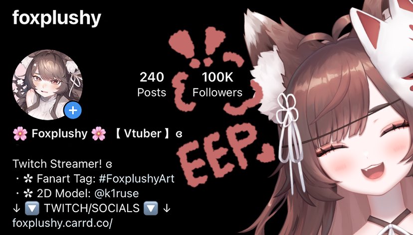 Foxplushy🤍🌸(キツネ)Vtuber on Twitter: "WE HIT 100k INSTA SHEESHii!! ️ https://t.co/j9qaCnDHbs ...