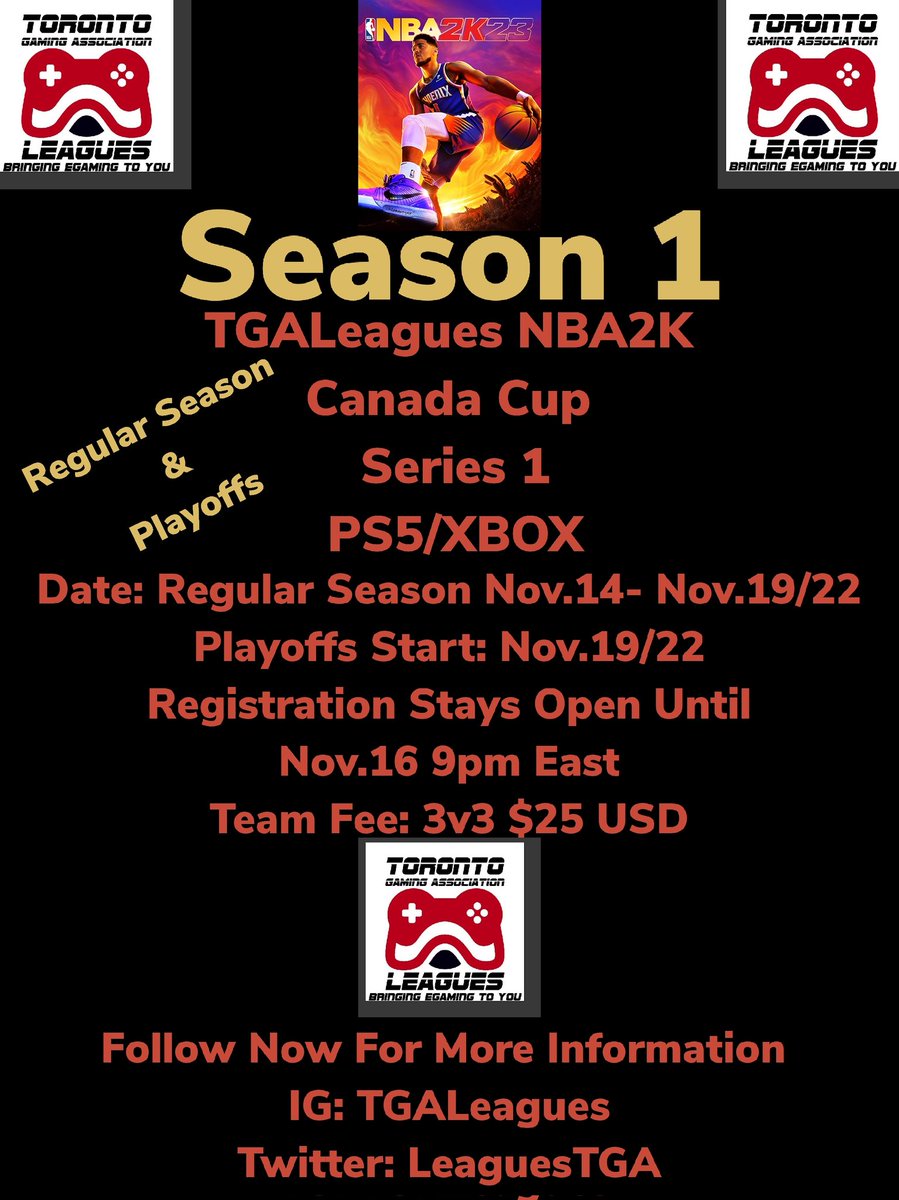 TGALeagues on Twitter: "LETS SEE IF WE CAN GET A 3V3 SEASON GOING!!! TGALeagues NBA2K Canada Cup ...