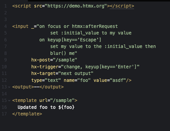 htmx.org on Twitter: "kinda a crazy example, but figured some people might like it using ...