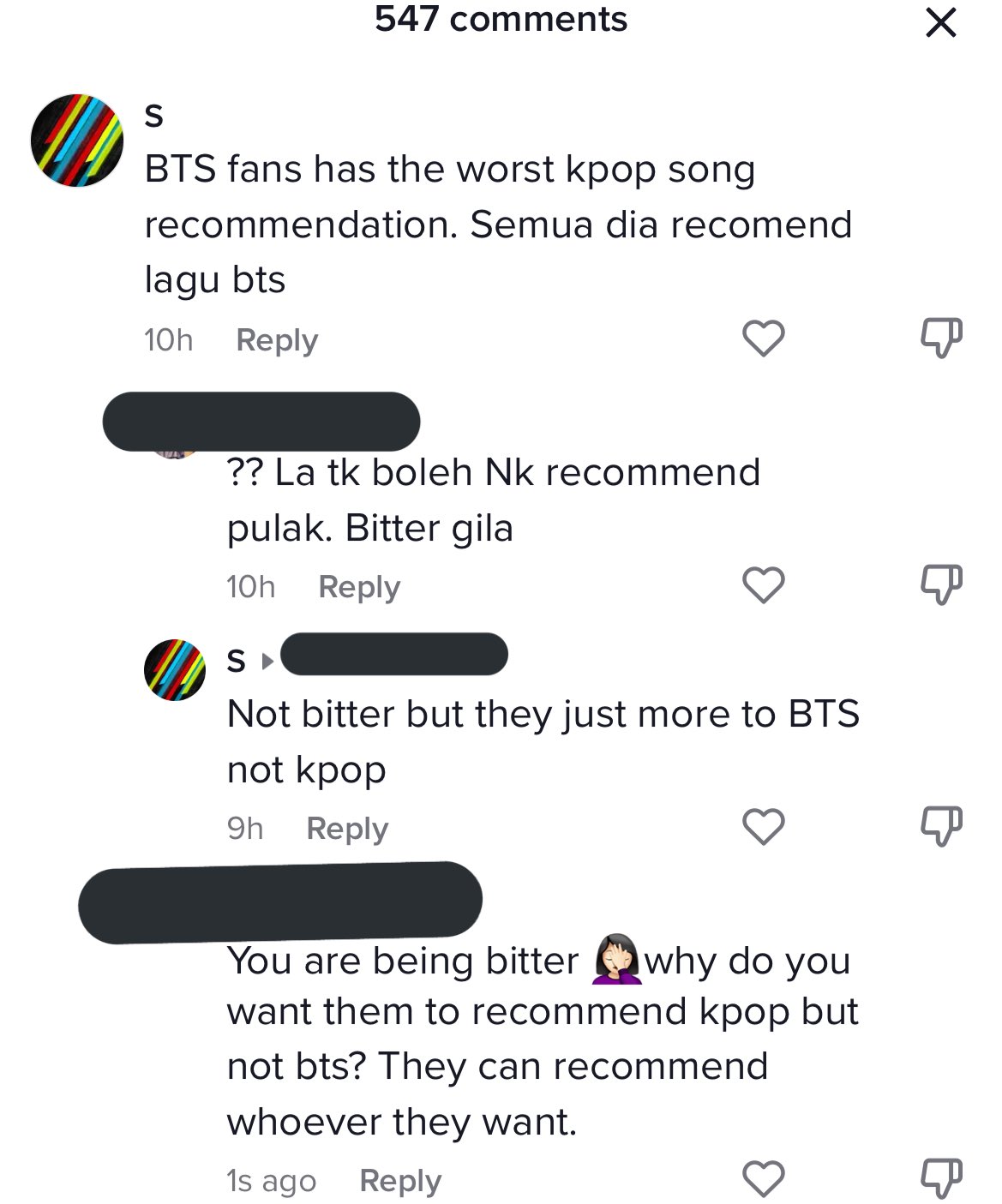 sara 🕊 ⁷ on Twitter: "So according to malay kpop fan, Armys need to recommend other kpop song ...