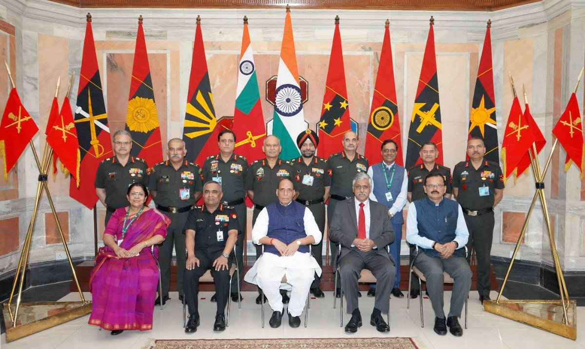 Defence Min Rajnath Singh addressed the ongoing Army Commanders ...