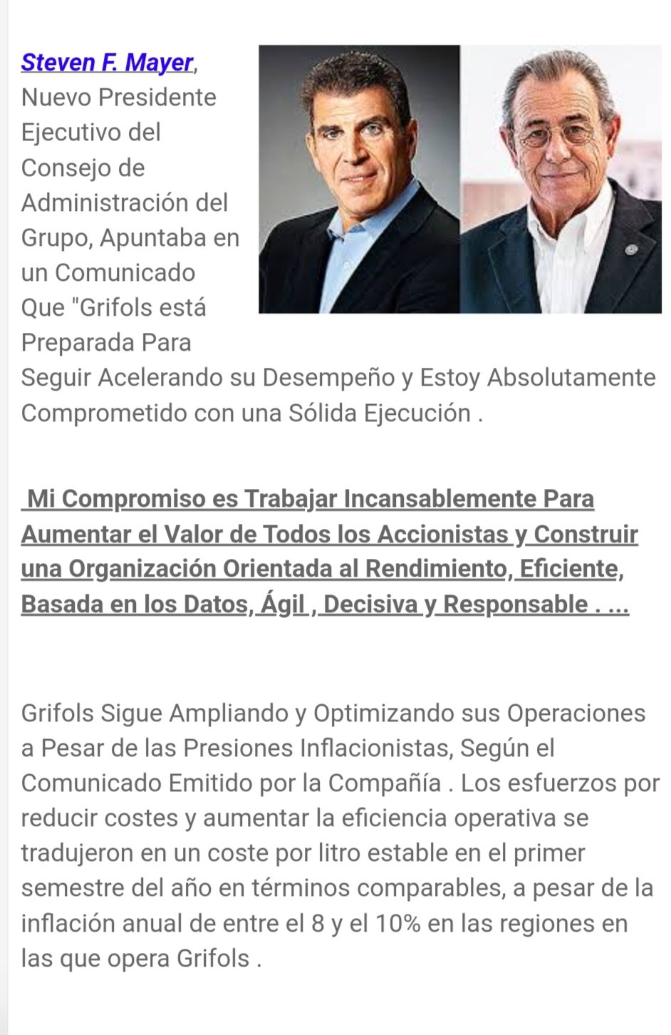 PHARMA JONPI . on Twitter: "Steven F. Mayer : "#Grifols Está Preparada Para Seguir Acelerando su ...