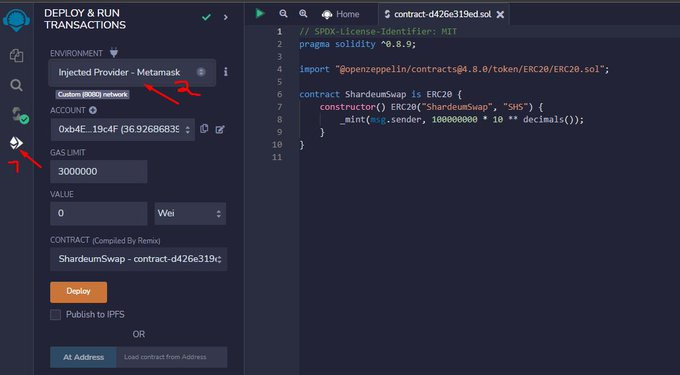 coost | 🐻⛓ (💙,🧡) on Twitter: "13. After compiling, go to the tab DEPLOY & RUN TRANSACTIONS ...