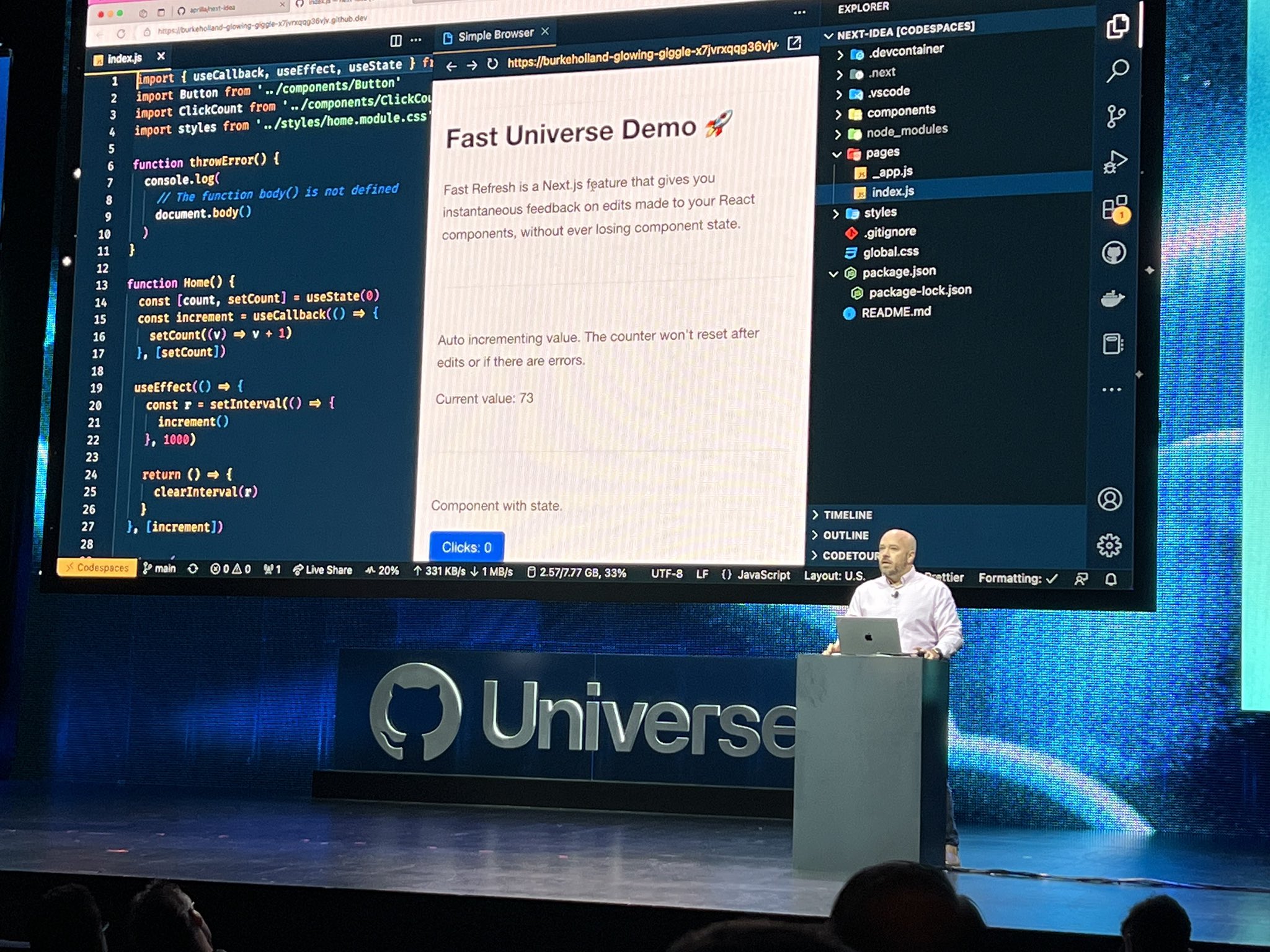 Ben Holmes 👀 @GitHub Universe on Twitter: "This @code spaces demo really sold me. Beginners can ...