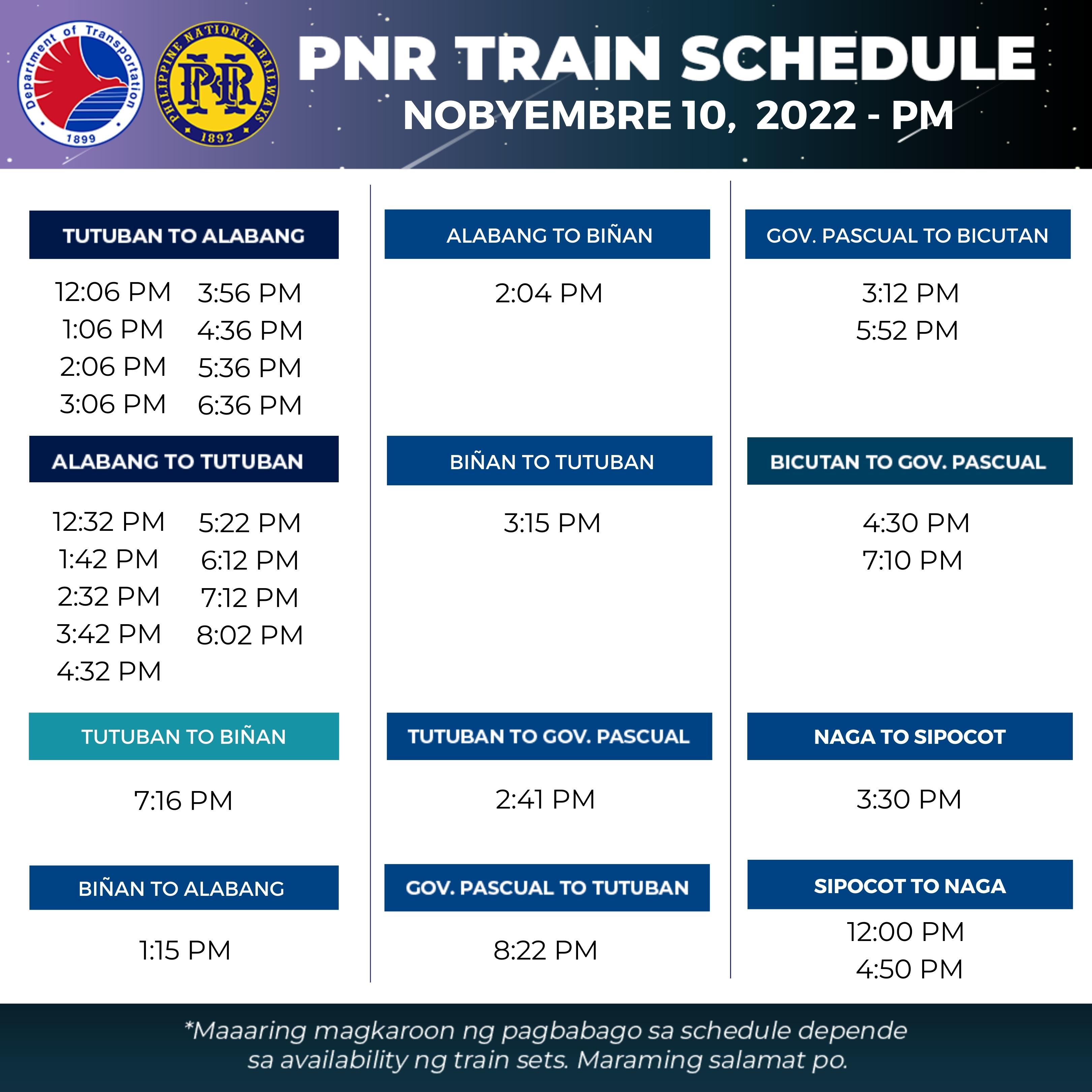 PNR_GovPH on Twitter: "PAUNAWA: Ngayong Hapon ng Nobyembre 10, 2022, may special trips po ang ...