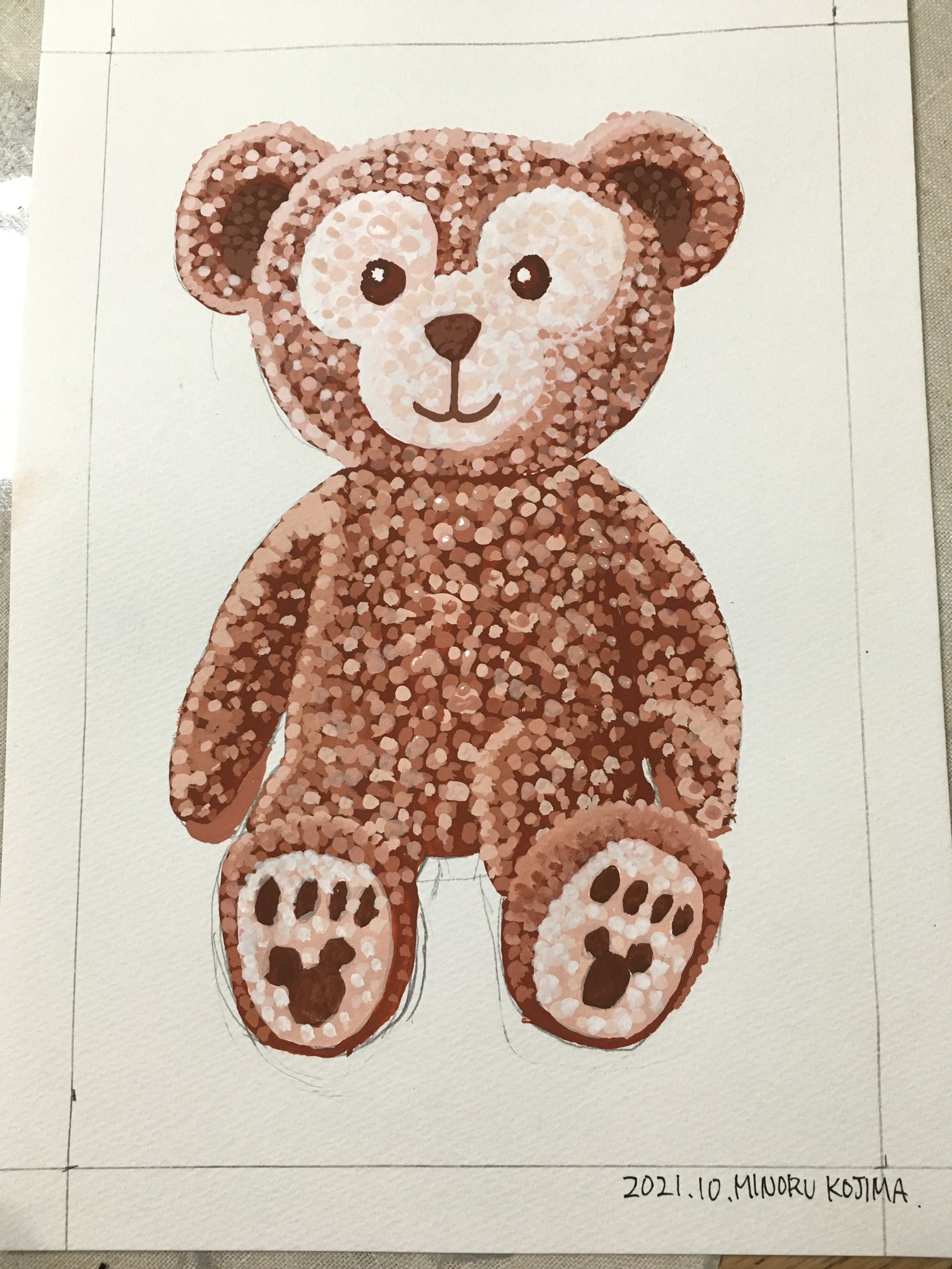 「画家 小島 みのる」 MINORU KOJIMA「明るい色の展覧会」月の紳士 on Twitter: "@TDR_PR ダッフィーが大好きで描いています。 今回はコスチュームなしのダッフィー ...