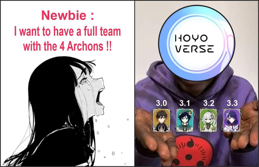 Teyvat Tabloid ⚡ LEAKS & MEMES ⚡ on Twitter: "Newbie : My wallet is crying !! How's your archon ...