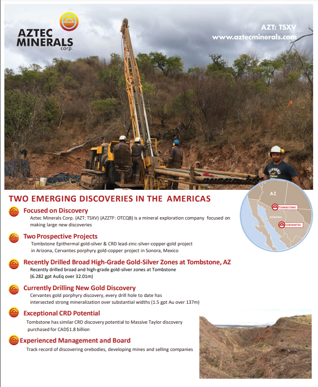 $AZT.v has been quiet for some time, but with drilling at Cervantes ...