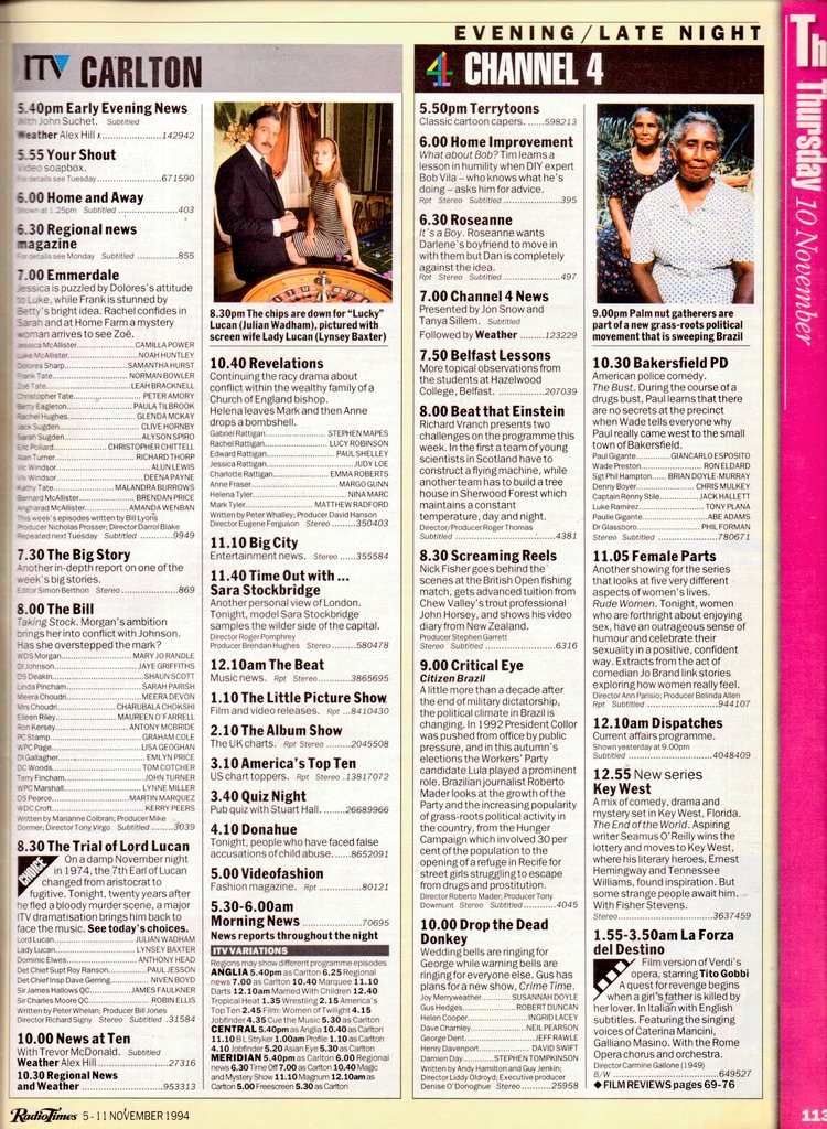 Graeme Wood on Twitter: "RT @woodg31: TV📺10/11/94 ITV 4.45:Bad Influence 5.10:After 5 5.40:News ...