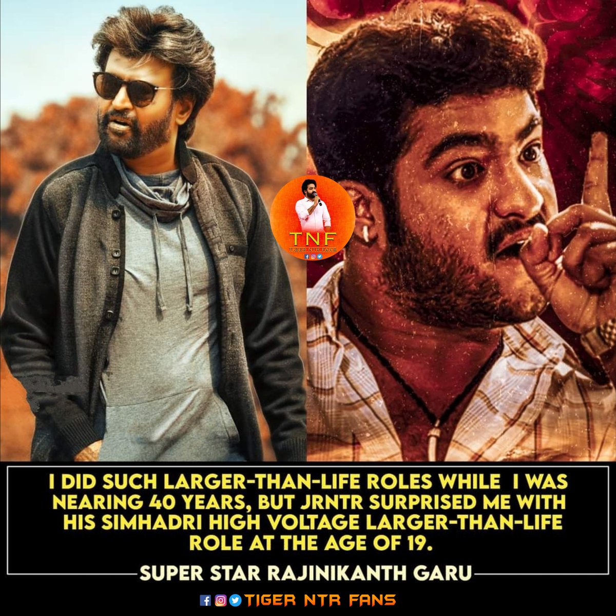 TIGER NTR FANS on Twitter: "#Rajanikanth Garu About #ManOfMassesNTR 🔥🔥 @tarak9999 #Simhadri #NTR𓃵"
