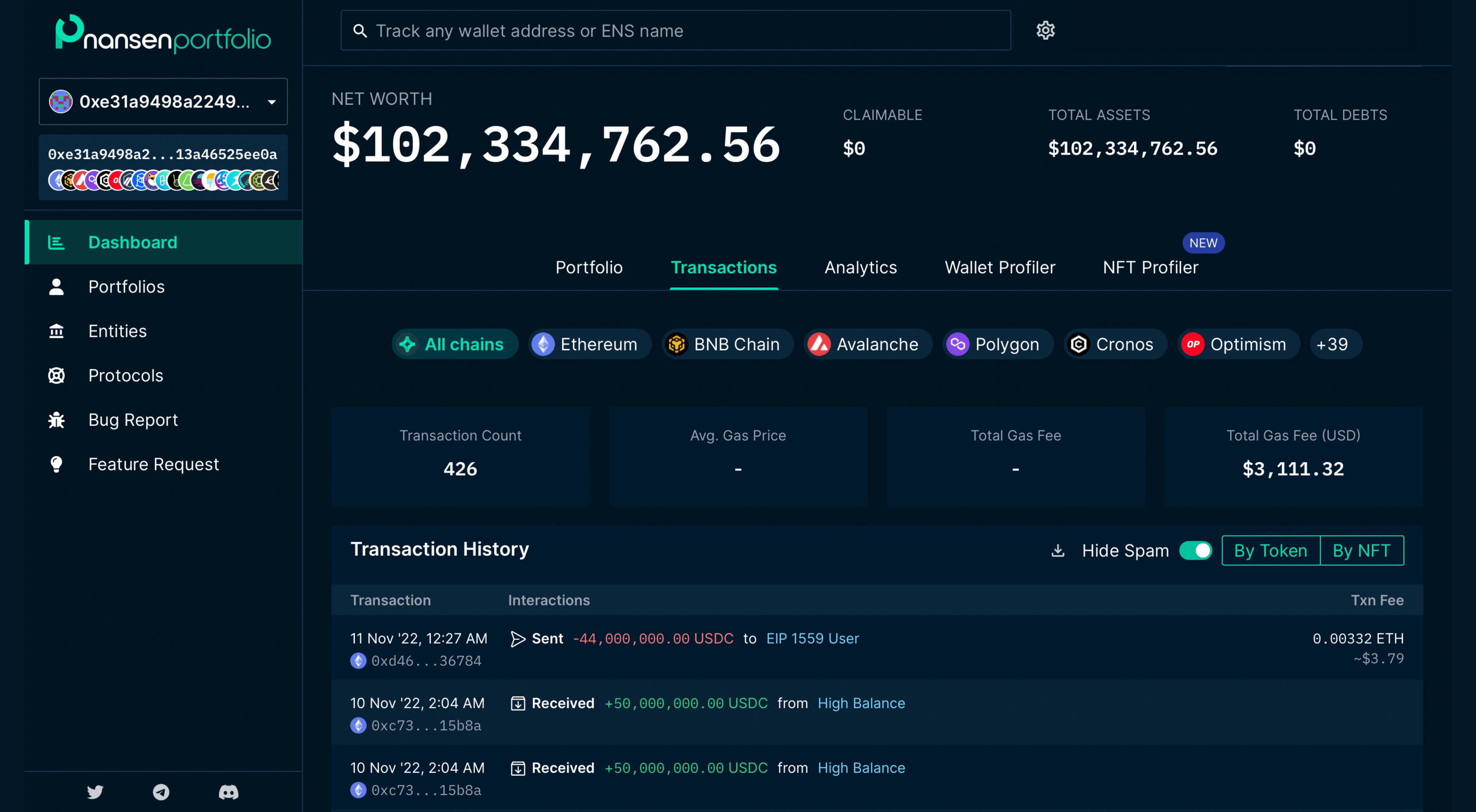 Nansen Intern 🧭 on Twitter: "2/ The wallet above has also been funding (with one other Alameda ...